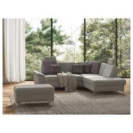 Sit & More Ecksofa SIT & MORE "Padua L-Form", grau (hellgrau), B:276cm H:89cm T:228cm, Sofas, inklusive Sitztiefenverstellung, Armteilfunktion und Federkern