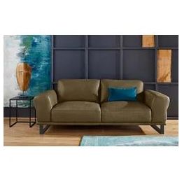 2,5-Sitzer W.Schillig "montanaa" Sofas Gr. B/H/T: 212cm x 78cm x 94cm, Longlife Xtra-Leder Z69, grün (camouflage z69) mit Metallkufen in Schwarz pulverbeschichtet, Breite 212 cm