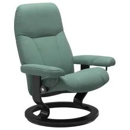 Relaxsessel stressless "Consul" Sessel Gr. Leder PALOMA, Classic Base Schwarz, PlusTMSystem-Gleitsystem-Relaxfunktion-Drehfunktion-Kopfstützenverstellung-Rückteilverstellung, B/H/T: 72cm x 94cm x 70cm, grün (aqua green paloma) mit Classic Base, Größe S, Gestell Schwarz