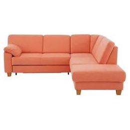 Ecksofa Home Affaire "Belfort L-Form" Sofas Gr. B/H/T: 243cm x 88cm x 91cm, Luxus-Microfaser ALTARA NUBUCK, Ottomane rechts, mit Bettfunktion-ohne Stauraum, orange (terra) mit Federkern, wahlweise Bettfunktion und Stauraum