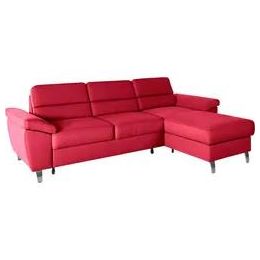 Sit & More Ecksofa SIT & MORE "Sorano L-Form" Sofas Gr. B/H/T: 250cm x 88cm x 161cm, Flachgewebe, Recamiere rechts, ohne Funktion, rot wahlweise mit Bettfunktion und Bettkasten