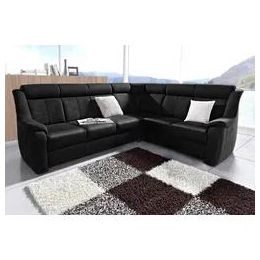 Sit & More Ecksofa SIT & MORE "Basel L-Form" Sofas Gr. B/H/T: 261cm x 98cm x 211cm, Kunstleder SOFTLUX, langer Schenkel links, ohne Relaxfunktion, schwarz wahlweise mit Relaxfunktion