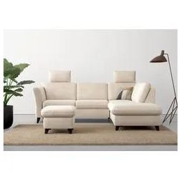 Ecksofa Home Affaire "Trelleborg L-Form" Sofas Gr. B/H/T: 252 cm x 86 cm x 213 cm, Breitcord, Ottomane rechts, ohne Bettfunktion-ohne Stauraum, beige (creme) wahlweise mit Bettfunktion und Bettkasten, inkl. Federkern-Polsterung