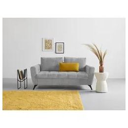 2,5-Sitzer Inosign "Lörby" Sofas Gr. B/H/T: 180 cm x 90 cm x 92 cm, Struktur weich, Struktur weich, grau (hellgrau) auch mit Aqua clean-Bezug, feine Steppung im Sitzbereich, lose Kissen