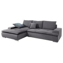 Ecksofa Inosign "Haiti L-Form" Sofas Gr. B/H/T: 276cm x 87cm x 180cm, Struktur, Recamiere links, Mit Kaltschaum-ohne Bettkasten-ohne Bettfunktion-ohne RGB-LED-Beleuchtung, grau (stone) wahlweise mit Kaltschaum (140kg BelastungSitz), Bettfunktion