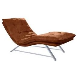 Relaxliege W.Schillig "daily dreams" Sofas Gr. B/H/T: 75cm x 91cm x 170cm, Longlife Xtra-Leder Z69, mit Kopfteilverstellung-mit Doppelmotor-ohne Akku, braun (cognac z69) in Waffelkissen-Optik, wahlweise mit Motor, Kufengestell, 2 Breiten