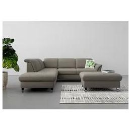 Sit & More Ecksofa SIT & MORE "Maggiore L-Form" Sofas Gr. B/H/T: 261cm x 88cm x 224cm, Luxus-Microfaser Euphoria, Ottomane links, ohne Kopfteilverstellung-ohne Bettfunktion-ohne Stauraum-Fussfarbe: Nickel satiniert, braun (schlamm) wahlweise mit Kopfteilverstellung, Bettfunktion und Stauraum