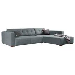 Ecksofa Tom Tailor HOME "HEAVEN CHIC M" Sofas Gr. B/H/T: 282cm x 85cm x 221cm, Struktur grob TCU, Recamiere rechts, ohne Bettfunktion-ohne Bettkasten, blau (smokey tcu 36) aus der COLORS COLLECTION, wahlweise mit Bettfunktion & Bettkasten