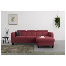 Sit & More Ecksofa SIT & MORE "Belluci L-Form" Sofas Gr. B/H/T: 247cm x 85cm x 170cm, Luxus-Microfaser Florence, Recamiere rechts, ohne Bettfunktion-ohne Bettkasten, rot (bordeaux) inklusive Federkern, wahlweise mit Bettfunktion und Bettkasten