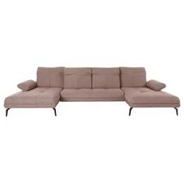 Wohnlandschaft Andas "Stenlille U-Form" Sofas Gr. B/H/T: 374cm x 83cm x 162cm, Struktur weich, gleichschenklig, lila (hellbeere) incl. Sitztiefen-, Kopfteil- und Armteilverstellung