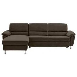 Ecksofa CALIZZA INTERIORS "Onyx L-Form" Sofas Gr. B/H/T: 270cm x 90cm x 158cm, Flachgewebe, Recamiere links, mit Bettfunktion mit Bettkasten, braun (mocca) Recamiere links oder rechts, wahlweise mit Bettfunktion, Breite 270 cm