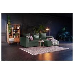 Ecksofa Tom Tailor HOME "HEAVEN CASUAL S" Sofas Gr. B/H/T: 242cm x 85cm x 162cm, Struktur grob TCU, Recamiere rechts, mit Bettfunktion-mit Bettkasten, grün (green forest tcu 33) aus der COLORS COLLECTION, wahlweise mit Bettfunktion & Bettkasten