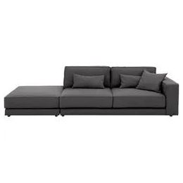 Ottomane OTTO products "Grenette" Sofas Gr. B/H/T: 291cm x 77cm x 102cm, Baumwollmix, Armlehne rechts, grau (anthrazit) Modulsofa, im Baumwoll-Leinenmix oder aus recycelten Stoffen