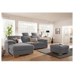 Ecksofa Home Affaire "Ventura L-Form" Sofas Gr. B/H/T: 277cm x 86cm x 172cm, Luxus-Microfaser, Recamiere links, ohne Bettfunktion, grau wahlweise mit Bettfunktion und BettfunktionBettkasten