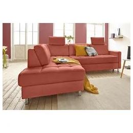 Sit & More Ecksofa SIT & MORE "Pablo L-Form" Sofas Gr. B/H/T: 233cm x 80cm x 196cm, Luxus-Microfaser, Ottomane links, ohne Funktion, orange (terra) wahlweise mit Bettfunktion und Bettkasten