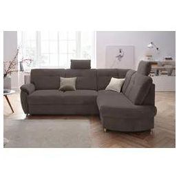 Sit & More Ecksofa SIT & MORE "Sonoma L-Form" Sofas Gr. B/H/T: 246 cm x 91 cm x 176 cm, Luxus-Microfaser, Ottomane rechts, mit Bettfunktion, braun (espresso) wahlweise mit Bettfunktion und Bettkasten