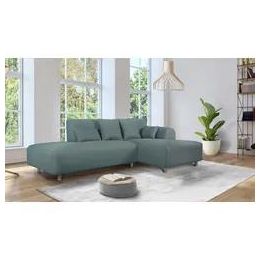 Ecksofa Andas "Svennis L-Form" Sofas Gr. B/H/T: 254cm x 83cm x 165cm, Struktur, Recamiere rechts, blau (petrol) incl. Zierkissen, in 2 Bezugsvarianten