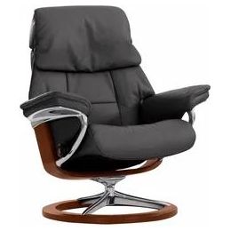 Relaxsessel stressless "Ruby" Sessel Gr. Leder PALOMA, Fuß Braun, B/H/T: 76cm x 100cm x 75cm, grau (rock paloma) mit Signature Base, Größe S, Gestell Eiche, Wenge, Braun & Schwarz