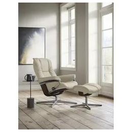 Relaxsessel stressless "Mayfair" Sessel Gr. Leder BATICK, Cross Base Braun, Relaxfunktion-Drehfunktion-PlusTMSystem-Gleitsystem-BalanceAdaptTM, B/H/T: 92cm x 103cm x 79cm, beige (cream batick) mit Cross Base, Größe S, M & L, Holzakzent Braun