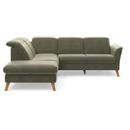 Sit & More Ecksofa SIT & MORE "Romero L-Form" Sofas Gr. B/H/T: 250cm x 91cm x 220cm, Luxus-Microfaser ALTARA NUBUCK, Ottomane links, ohne Federkern-mit Kopfteilverstellung-ohne Bettfunktion-mit Stauraum-mit TV-motorisch, grün (lindgrün) wahlweise mit oder ohne TV-Funktion, Bettfunktion, Bettkasten