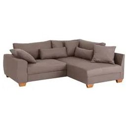 Ecksofa Home Affaire "Helena II DuraSpring" Sofas Gr. B/H/T: 227 cm x 88 cm x 190 cm, Luxus-Microfaser in Lederoptik, Ottomane rechts, ohne Bettfunktion, grau (rock) mit Taschenfederkern, bis 140 kg belastbar, wahlweise Bett