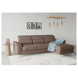 Sit & More Ecksofa SIT & MORE "Sinatra L-Form" Sofas Gr. B/H/T: 258cm x 85cm x 170cm, Struktur weich, Recamiere rechts, Ohne Kopfteilverstellung-Ohne Armteilfunktion-Ohne Bettfunktion-Ohne Bettkasten, braun (espresso) mit Recamiere, optinal Kopfteilverstellung und Armteilfunktion