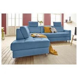 Sit & More Ecksofa SIT & MORE "Pablo L-Form" Sofas Gr. B/H/T: 233cm x 80cm x 196cm, Luxus-Microfaser, Ottomane links, mit Bettfunktion, blau (hellblau) wahlweise mit Bettfunktion und Bettkasten