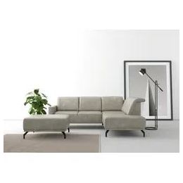 Sit & More Ecksofa SIT & MORE "Bailando L-Form" Sofas Gr. B/H/T: 249cm x 84cm x 205cm, Luxus-Microfaser mit Prägung, Ottomane rechts, ohne Kopfteilverstellung-ohne Vorziehsitz, grau (hellgrau) wahlweise mit Kopfteilverstellung und Vorziehsitz, motorisch