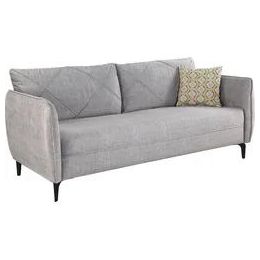 Jockenhöfer 3-Sitzer JOCKENHÖFER GRUPPE "Novara" Sofas Gr. B/T: 201cm x 85cm, Velours, grau mit attraktiver Steppung, Rauten-Biesennähte, frei im Raum stellbar