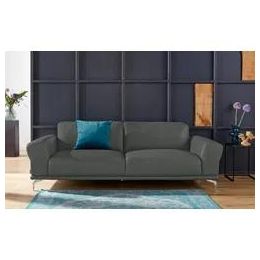 2,5-Sitzer W.Schillig "montanaa" Sofas Gr. B/H/T: 232cm x 78cm x 94cm, Longlife Xtra-Leder Z69, grau (anthrazit z69) mit Metallfüßen in Chrom glänzend, Breite 232 cm