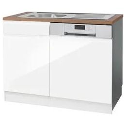 Spülenschrank KOCHSTATION "KS-Virginia", weiß (weiß hochglanz, wotaneiche), B:110cm H:85cm T:60cm, MDF, Holzwerkstoff, Schränke, 110 cm breit, inklusive Einbauspüle