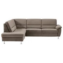 Ecksofa CALIZZA INTERIORS "Onyx L-Form" Sofas Gr. B/H/T: 257cm x 90cm x 196cm, Flachgewebe, Ottomane links, ohne Bettfunktion ohne Bettkasten, braun (cappuccino) Ottomane links oder rechts, wahlweise mit Bettfunktion, Breite 257 cm