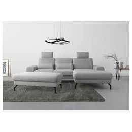 Sit & More Ecksofa SIT & MORE "Cinturo L-Form" Sofas Gr. B/H/T: 283cm x 91cm x 175cm, Luxus-Microfaser Euphoria, mega-Recamiere rechts, inklusive Sitztiefenverstellung-inklusive Federkern, grau inklusive Sitztiefenverstellung und Federkern, Sitzhöhe 48 cm