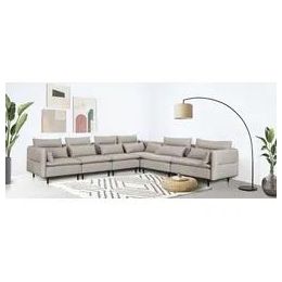 Ecksofa Andas "ALVIK L-Form" Sofas Gr. B/H/T: 344cm x 88cm x 262cm, Struktur fein, langer Schenkel links, langer Schenkel links, beige zusammengesetzt aus Modulen, erweiterbar mit Modulen der Serie