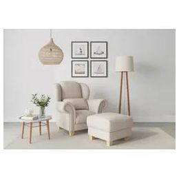 Ohrensessel Home Affaire "Queenie Ohrenseesel" Sessel Gr. Struktur fein + weich, B/H/T: 117 cm x 111 cm x 94 cm, grau (dove) mit softem, weichem Sitzkomfort und zeitlosem Design