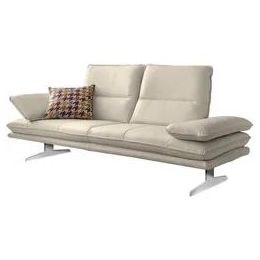 2-Sitzer W.Schillig "broadway" Sofas Gr. B/H/T: 216cm x 94cm x 96cm, Longlife Xtra-Leder Z59, Longchair links, mit Sitztiefenverstellung-ohne Kopfteilverstellung-ohne Seitenteilverstellung, grau (eisgrau z59) Sitztiefenverstellung, Kopfteil- & Seitenteilverstellung, Breite 216cm