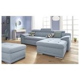 Sit & More Ecksofa SIT & MORE "Andiamo L-Form" Sofas Gr. B/H/T: 270cm x 93cm x 165cm, Struktur, Recamiere rechts, mit Bettfunktion, blau (hellblau) wahlweise mit Bettfunktion, inklusive Kopfteilverstellung