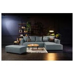 Ecksofa Tom Tailor HOME "HEAVEN CASUAL XL" Sofas Gr. B/H/T: 302cm x 85cm x 221cm, Struktur grob TCU, Recamiere rechts, mit Bettfunktion-mit Bettkasten, blau (smokey blue tcu 36) aus der COLORS COLLECTION, wahlweise mit Bettfunktion & Bettkasten