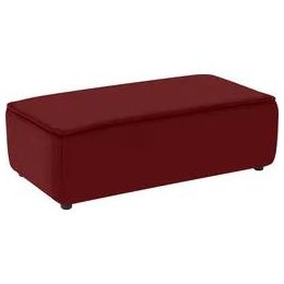 Hocker W.Schillig "around-the-block" Gr. B/H/T: 120cm x 39cm x 60cm, Longlife Xtra-Leder Z59, rot (ruby z59) mit eleganter Biese