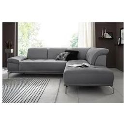 Ecksofa Places of Style "Caluna L-Form", grau, B:262cm H:97cm T:233cm, Luxus-Microfaser Vintageoptik (100% Polyester), Flachgewebe Mura: (100% Polyester), Luxus-Mikrofaser (90% Polyester, 10% Polyamid), Sofas, mit Sitztiefen- und Kopfteilverstellung (5fach)