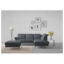 Sit & More Ecksofa SIT & MORE "Fashion L-Form" Sofas Gr. B/H/T: 250cm x 84cm x 207cm, Soft clean, Ottomane rechts, ohne Kopfteilverstellung-ohne Vorziehsitz, grau (dunkelgrau) wahlweise mit Kopfteilverstellung, Vorziehsitz, motorisch, Nickelfüße