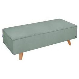 Hocker Tom Tailor HOME "NORDIC CHIC" Gr. B/H/T: 137cm x 42cm x 61cm, Samtstoff STC, grün (celadon stc 3) Polsterhocker mit Kedernaht, Breite 137 cm, Füße Buche natur