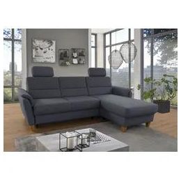 Ecksofa Home Affaire "Palmera L-Form" Sofas Gr. B/H/T: 244 cm x 89 cm x 163 cm, Struktur weich, Recamiere rechts, mit Bettfunktion-ohne Bettkasten, grau (anthrazit) Federkern, wahlweise mit Bettfunktion und mitohne Bettkasten