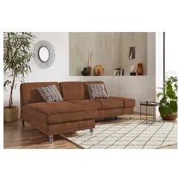 Sit & More Ecksofa SIT & MORE "Clio L-Form" Sofas Gr. B/H/T: 246cm x 89cm x 165cm, Microfaser, Recamiere links, mit Bettfunktion-mit Bettkasten, braun (cognac) wahlweise mit Bettfunktion oder Vorziehsitz und Bettkasten, Federkern