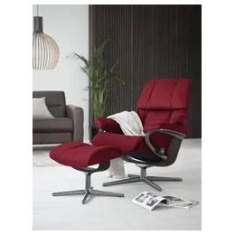 Relaxsessel stressless "Reno" Sessel Gr. ROHLEDER Stoff Q2 FARON, Cross Base Wenge, Relaxfunktion-Drehfunktion-PlusTMSystem-Gleitsystem-BalanceAdaptTM, B/H/T: 79cm x 99cm x 75cm, rot (red q2 faron) mit Cross Base, Größe S, M & L, Holzakzent Wenge