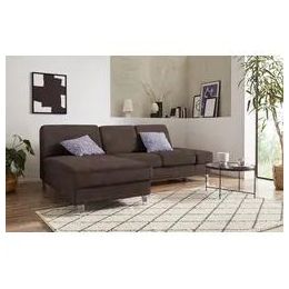 Sit & More Ecksofa SIT & MORE "Clio L-Form" Sofas Gr. B/H/T: 246cm x 89cm x 165cm, Microfaser, Recamiere links, mit manuellem Vorziehsitz-mit Bettkasten, braun wahlweise mit Bettfunktion oder Vorziehsitz und Bettkasten, Federkern