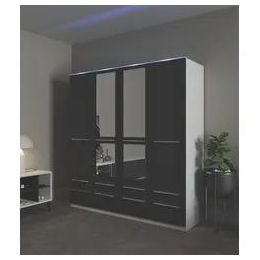 Drehtürenschrank Priess "Barcelona" Schränke Gr. B/H/T: 185 cm x 193 cm x 54 cm, mit Spiegel, mit Beleuchtung, 4 St., schwarz (schwarz, weiß) in vielen Farben und Ausführungen