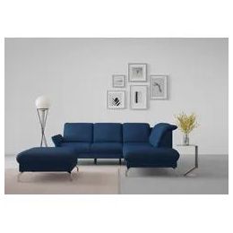 Sit & More Ecksofa SIT & MORE "Fashion L-Form" Sofas Gr. B/H/T: 250cm x 84cm x 207cm, Soft clean, Ottomane rechts, mit Kopfteilverstellung-mit Vorziehsitz, motorisch, blau wahlweise mit Kopfteilverstellung, Vorziehsitz, motorisch, Nickelfüße