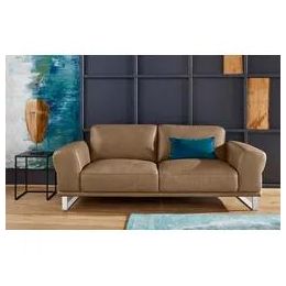 2,5-Sitzer W.Schillig "montanaa" Sofas Gr. B/H/T: 212cm x 78cm x 94cm, Longlife Xtra-Leder Z69, braun (fango z69) mit Metallkufen in Chrom glänzend, Breite 212 cm