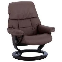 Relaxsessel stressless "Ruby", braun (braun batick), B:79cm H:98cm T:76cm, Leder BATICK: BATICK ist ein leicht korrigiertes, durchgefärbtes und genarbtes Möbelleder, bei dem die meisten Unebenheiten und Spuren in der Regel entfernt wurden., Leder PALOMA: PALOMA ist ein durchgefärbtes Semianilin-Möbelleder mit natürlicher Narbung., Sessel, mit Classic Base, Größe M, Gestell Eiche, Wenge, Braun & Sc